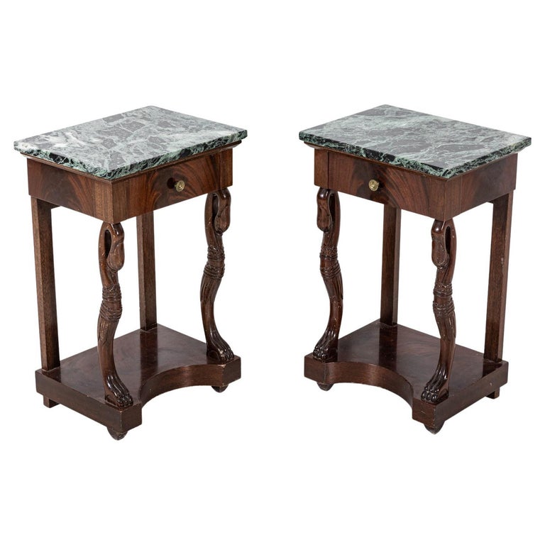 Pair French Swan Neck Bedside Tables For Sale at 1stDibs
