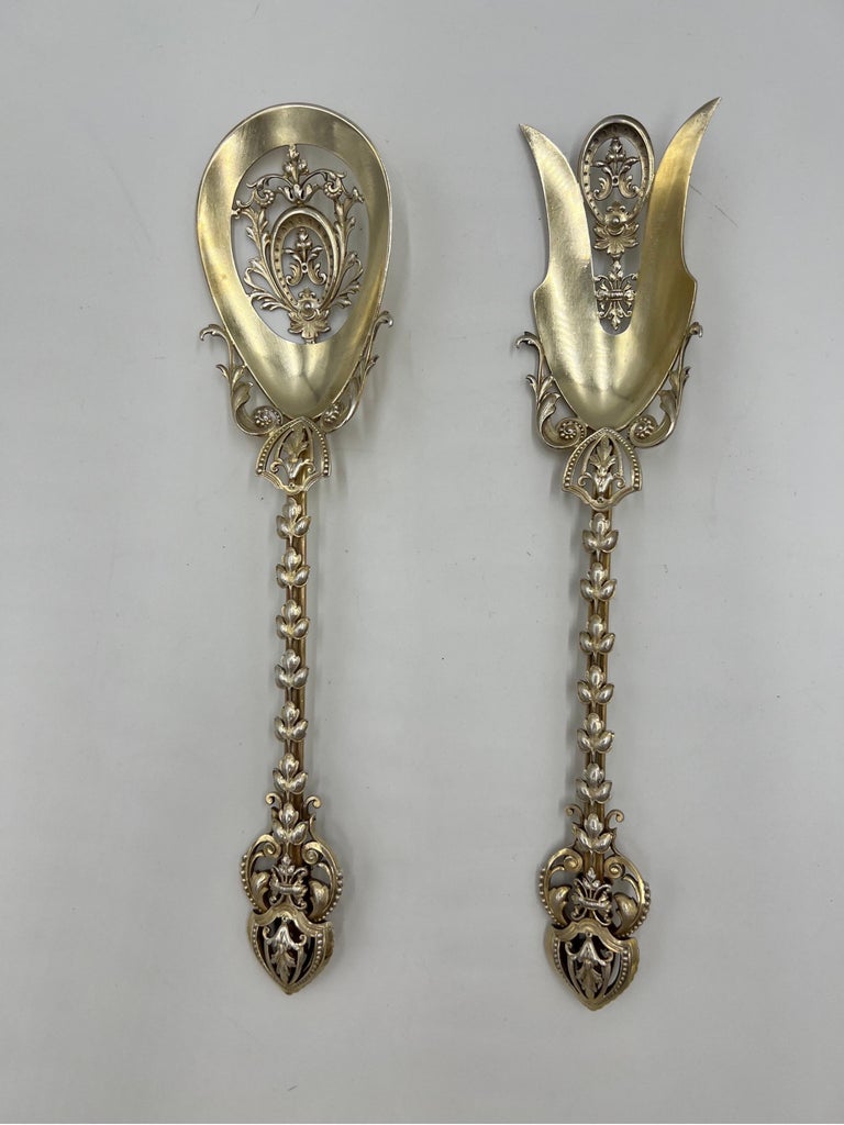 Pair, George Shiebler Ornate Floral and Vine Sterling Silver Pierced ...