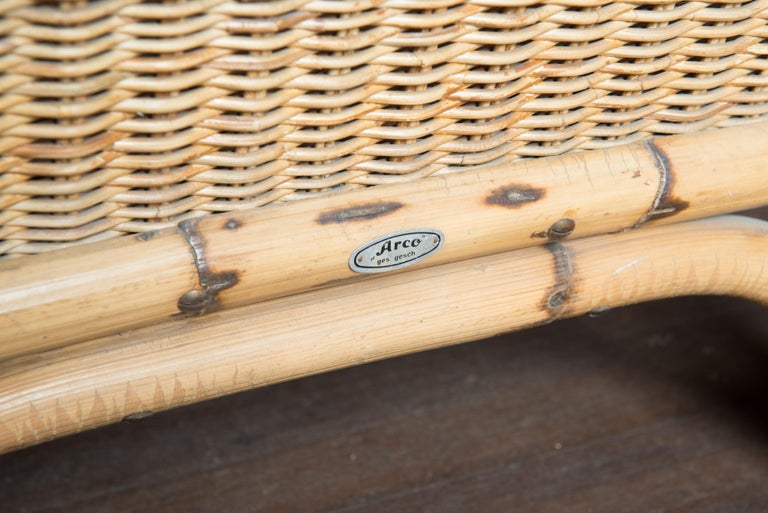 Pair German Arco Rattan Arm Chairs For Sale at 1stDibs