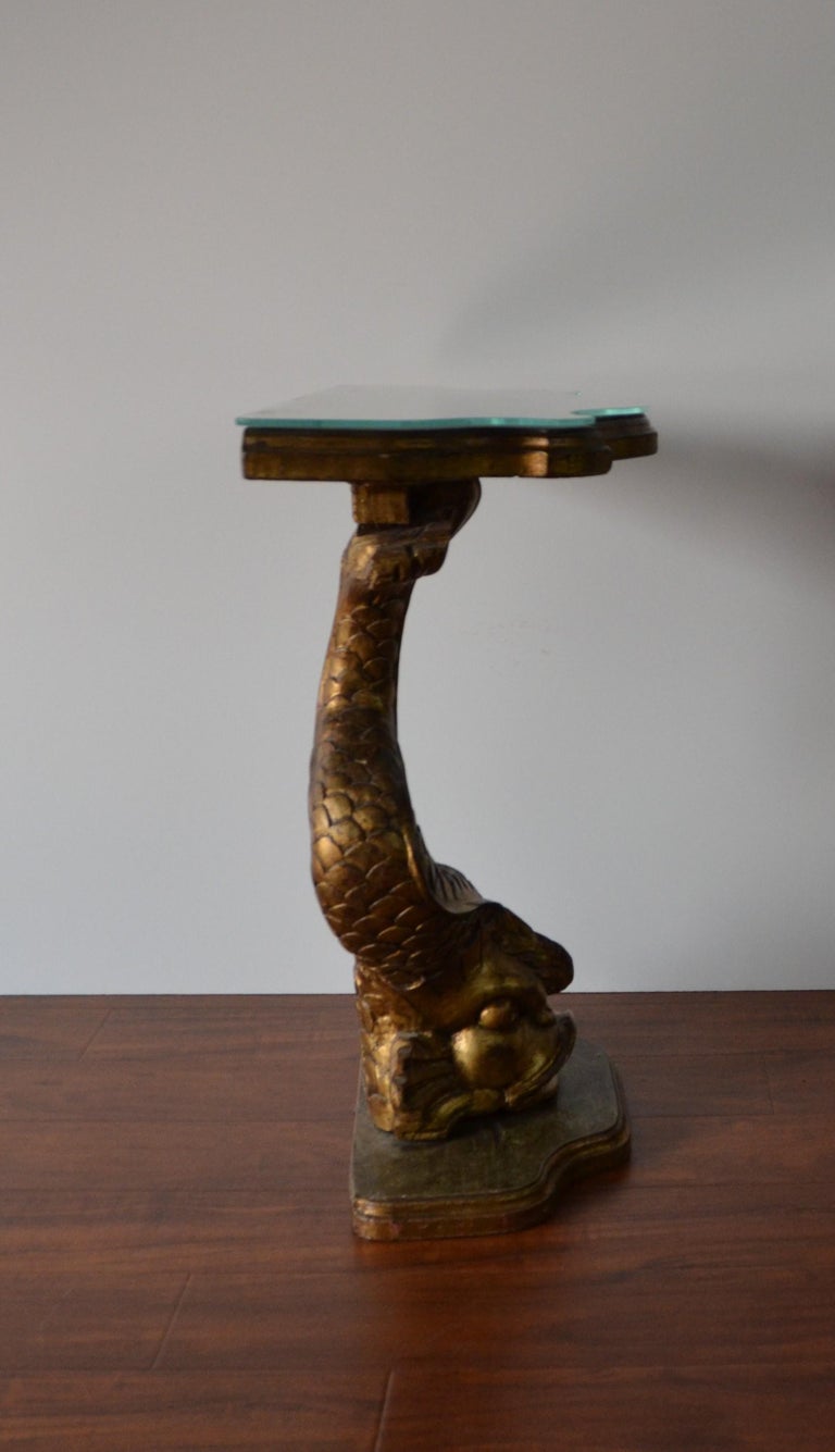 Pair of Gilt Finished Sea-Creature End Tables, Carved Wood For Sale at ...