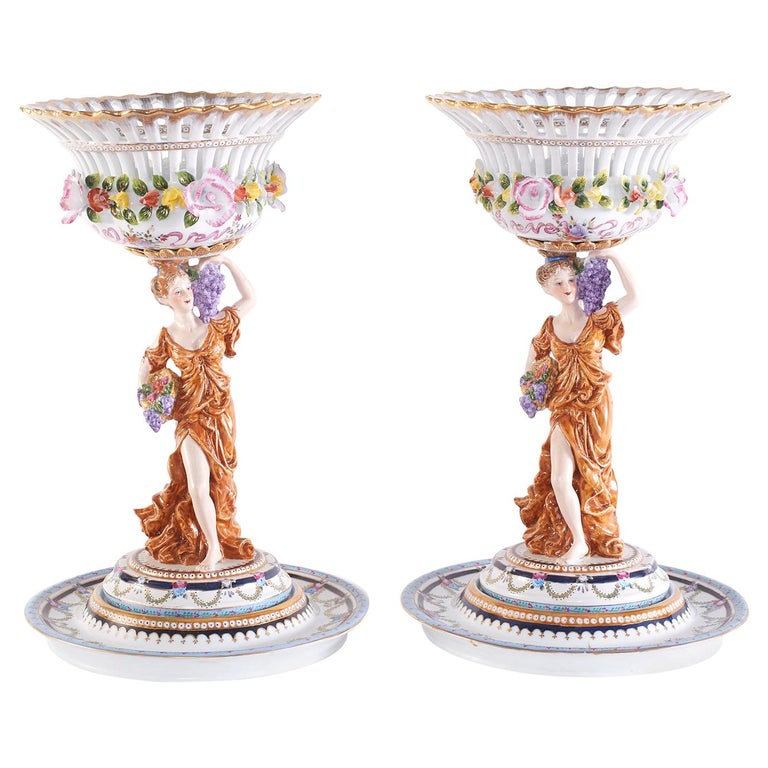 Pair Gilt Gold / Glazed Porcelain Decorative Pieces For Sale at 1stDibs