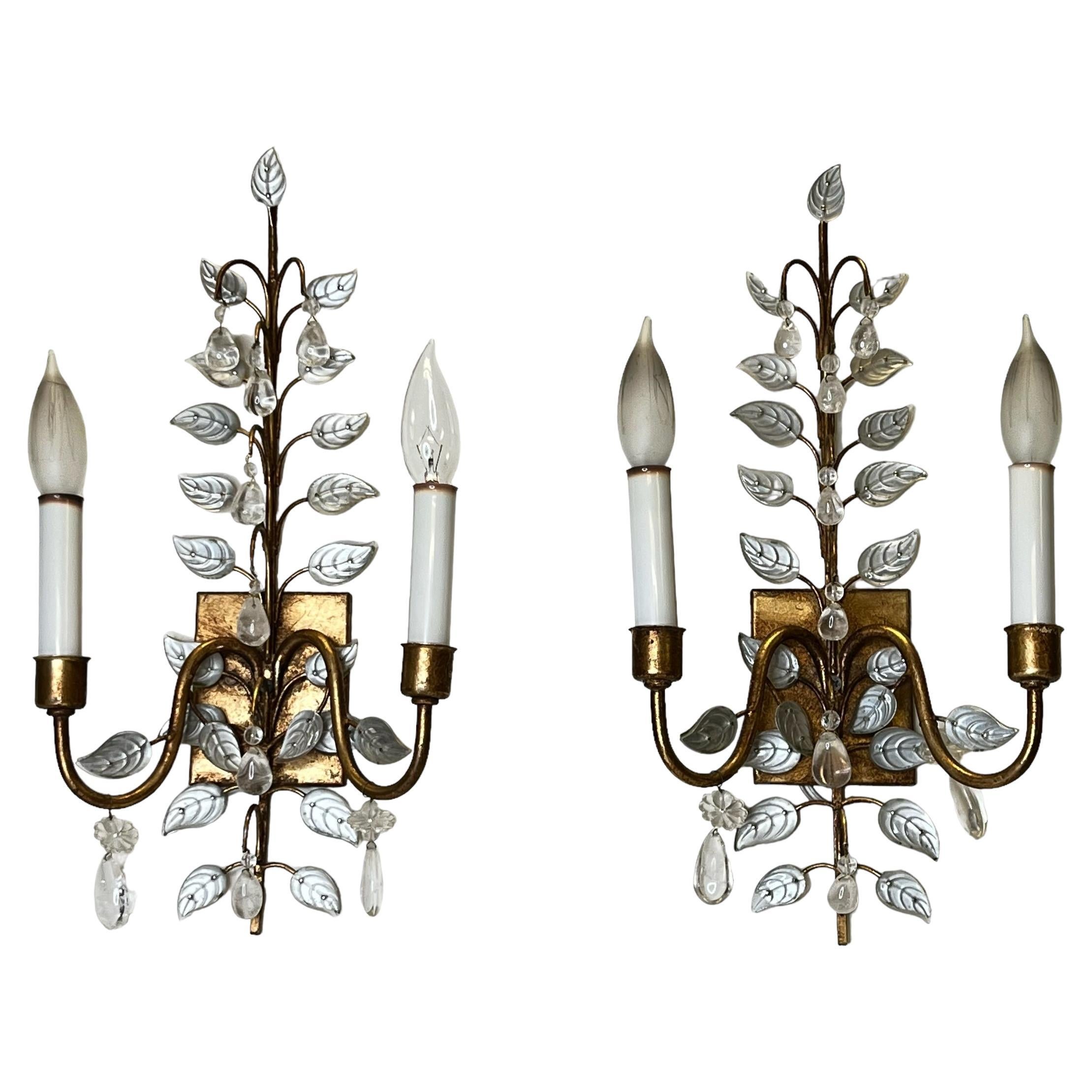 5 Art Deco Gilt Metal and Glass Octopus Wall Sconces in Maison Bagues ...