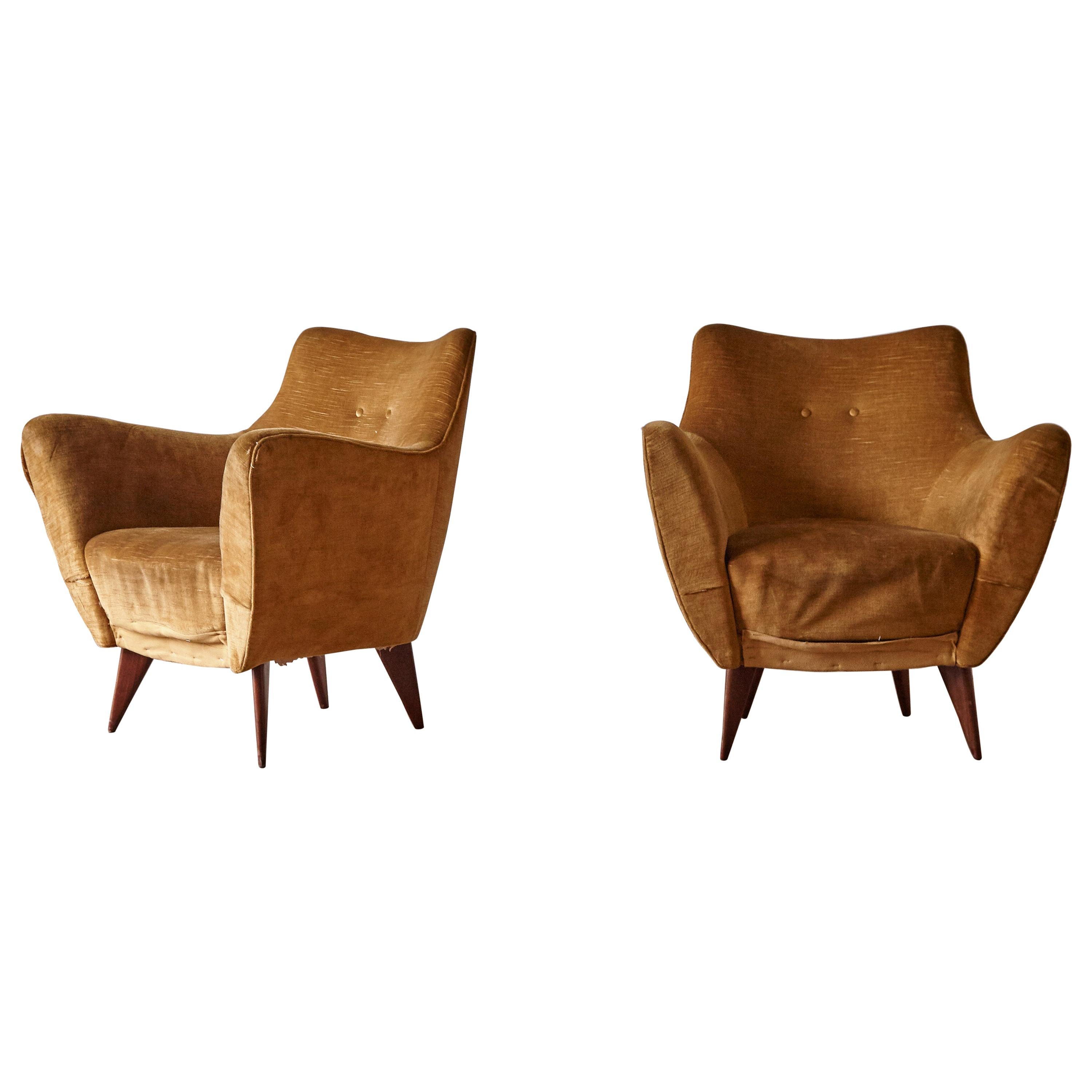Giulia Veronesi, mod. Perla Wood Legs and White Linen Midcentury ...