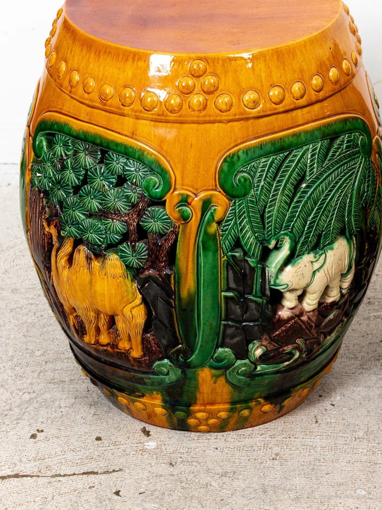 Pair Glazed Chinese Garden Seats For Sale at 1stDibs