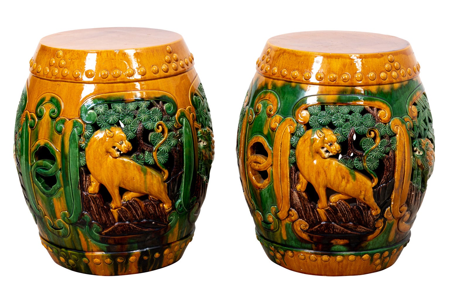 Pair Glazed Chinese Garden Seats For Sale at 1stDibs