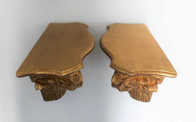 Pair of Gold Gilt Wall Shelf Pillar Brackets at 1stDibs