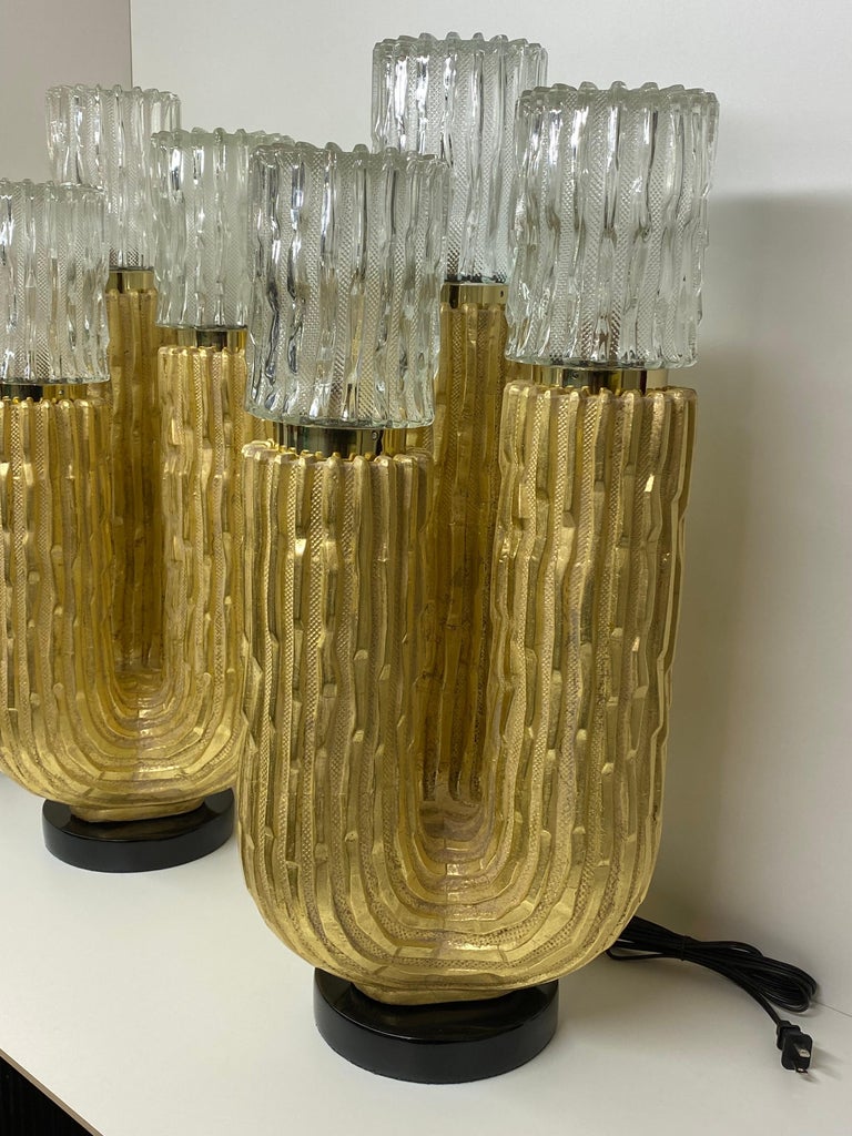 Pair Gold Leaf Cactus Lamps For Sale at 1stDibs | gold cactus lamp