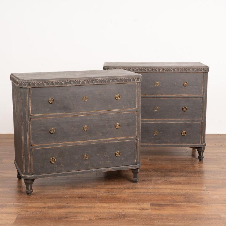 Pair, Gustavian Chest of Drawers Painted Black, Sweden circa 1880 For ...