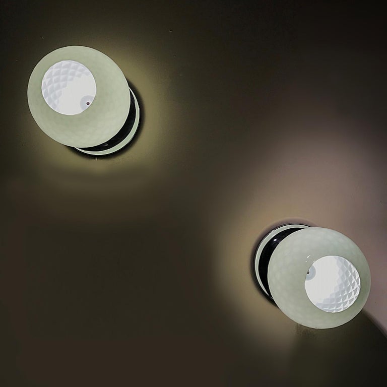 Pair of Guzzini Art Deco Style Mint Green Flush Mount or Wall Lamp ...