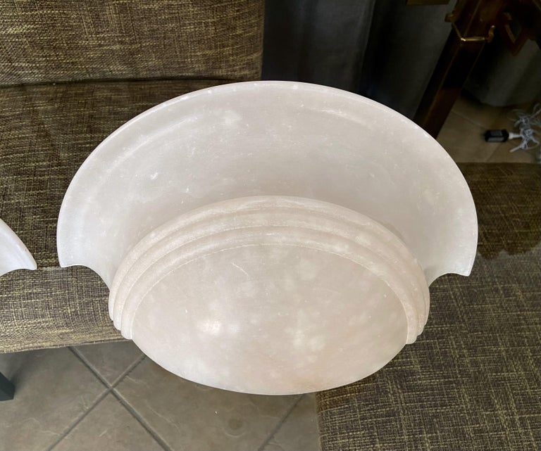 Pair Half Moon Alabaster Wall Sconces For Sale at 1stDibs