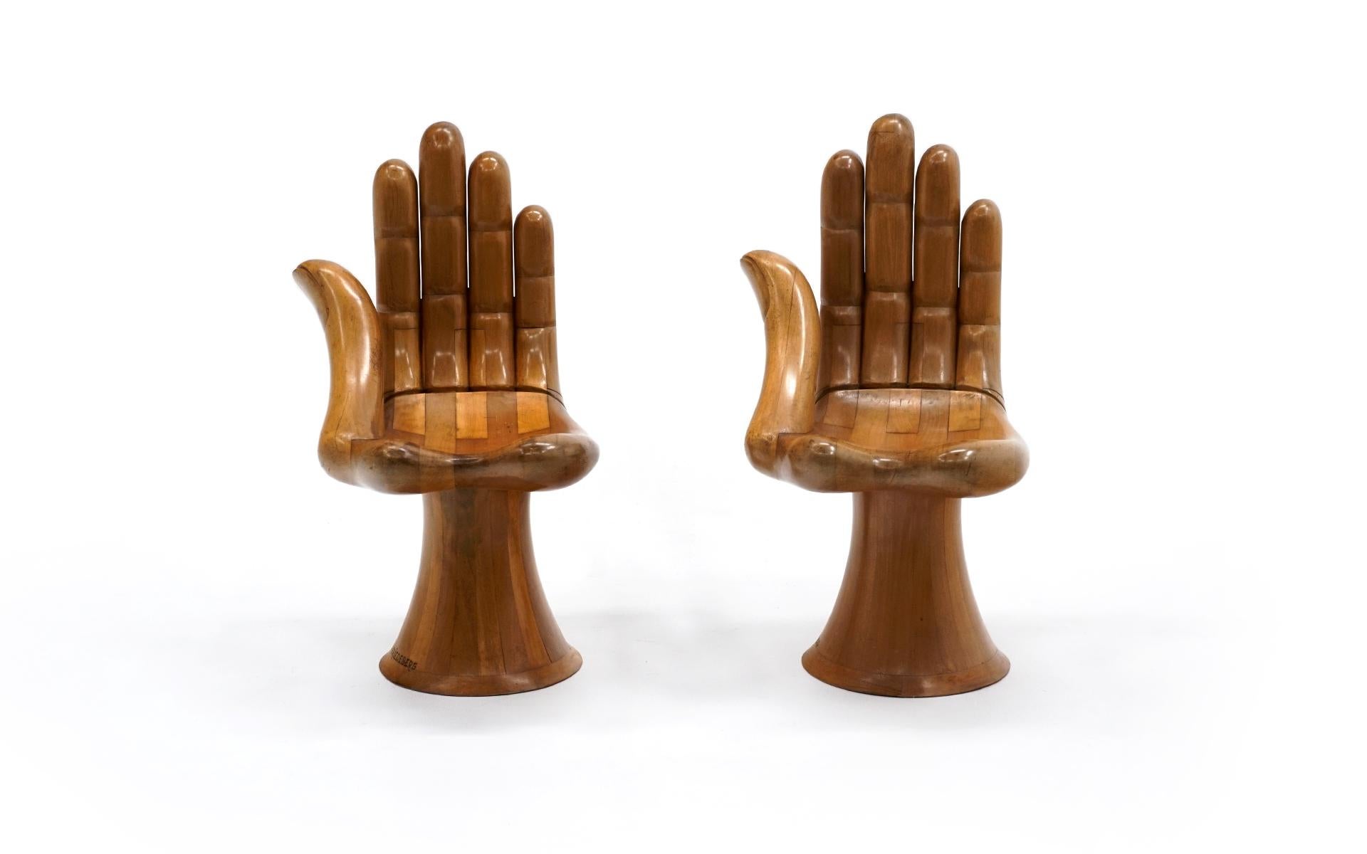 Pair Hand Chairs by Pedro Friedeberg, Solid Walnut, 1960's, Signed at ...