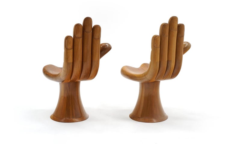 Pair Hand Chairs by Pedro Friedeberg, Solid Walnut, 1960's, Signed at ...