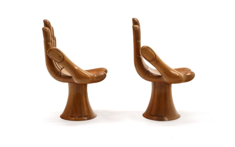 Pair Hand Chairs by Pedro Friedeberg, Solid Walnut, 1960's, Signed at ...