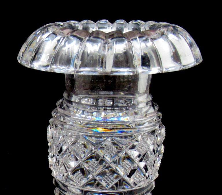 Pair of Handcut Full Lead Crystal Diamond Cut Lustres Possibly Irish at ...
