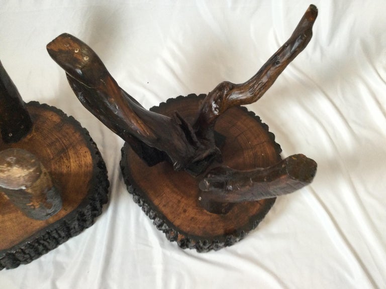 Pair Handmade Organic Free Form Live Edge Tree Root Leg Drink Tables or ...