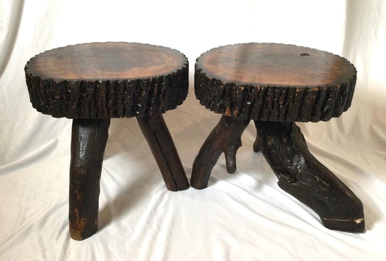 Pair Handmade Organic Free Form Live Edge Tree Root Leg Drink Tables or ...