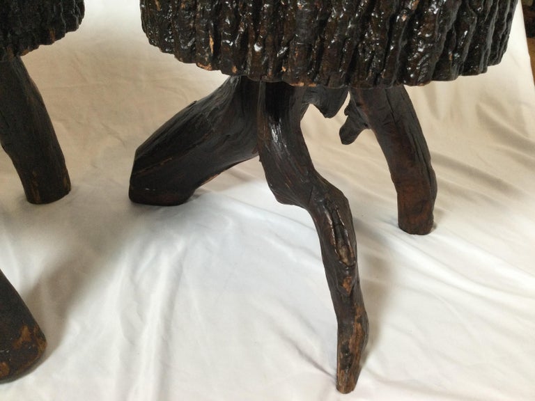 Pair Handmade Organic Free Form Live Edge Tree Root Leg Drink Tables or ...