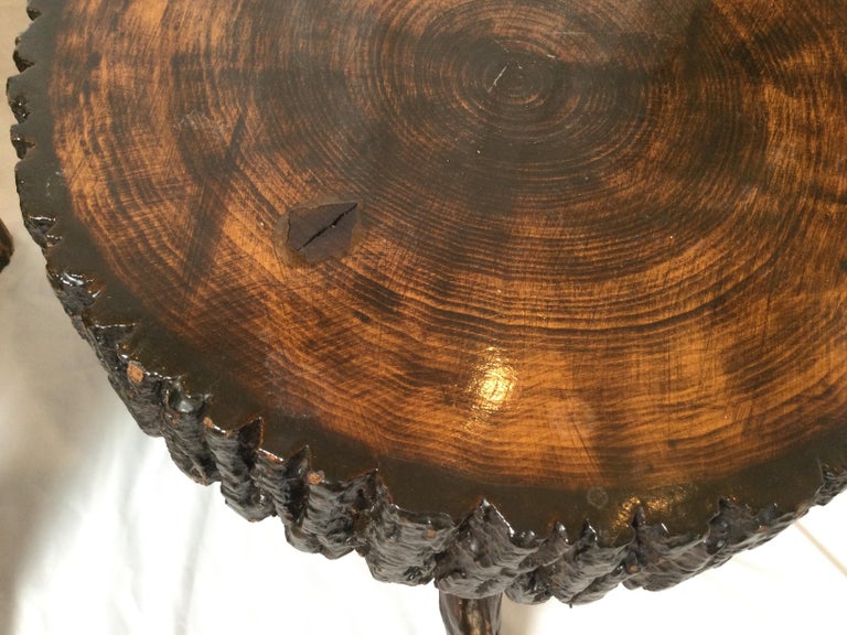 Pair Handmade Organic Free Form Live Edge Tree Root Leg Drink Tables or ...