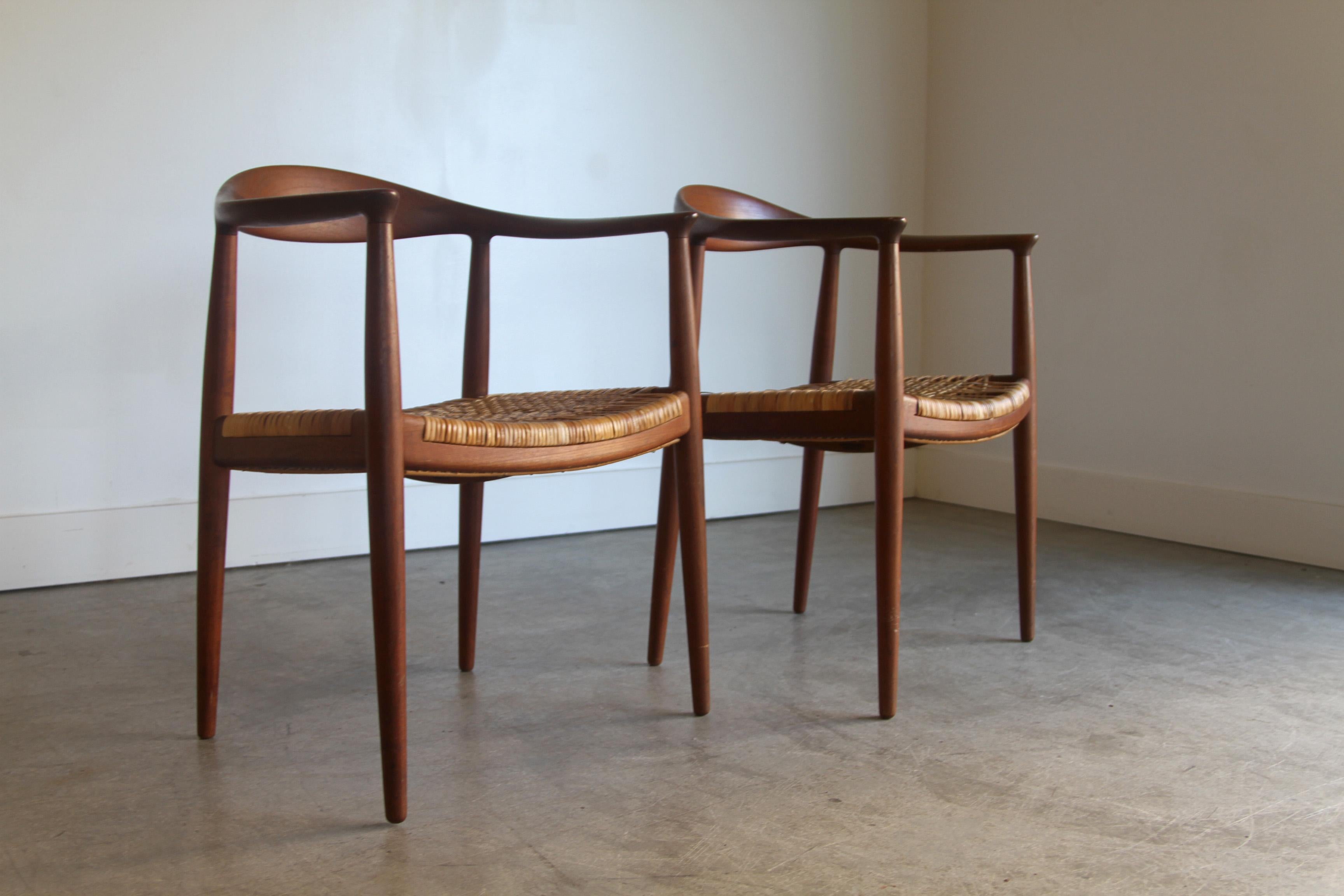 Pair Hans J Wegner the Chair Model Jh501 in Teak with Original Cane ...