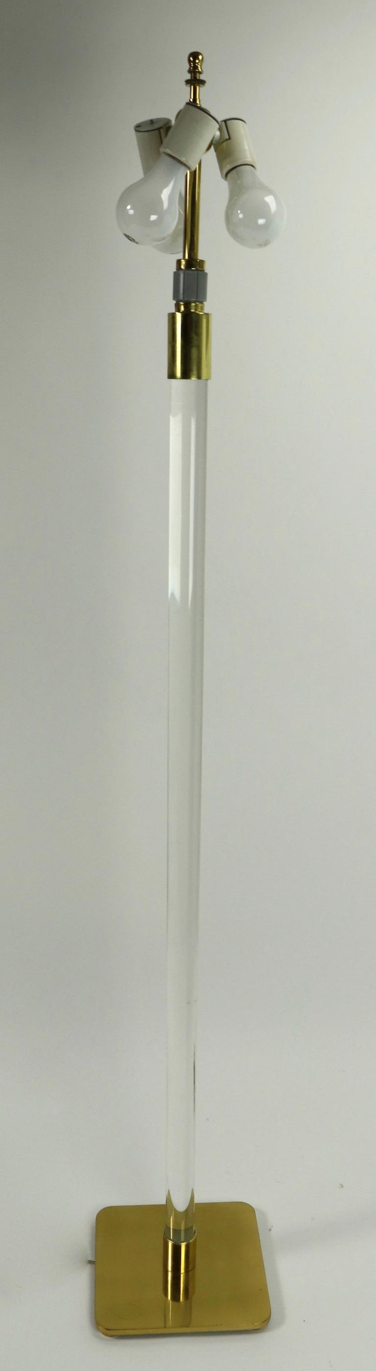 Pair of Hansen Glass and Brass Floor Lamps For Sale at 1stDibs