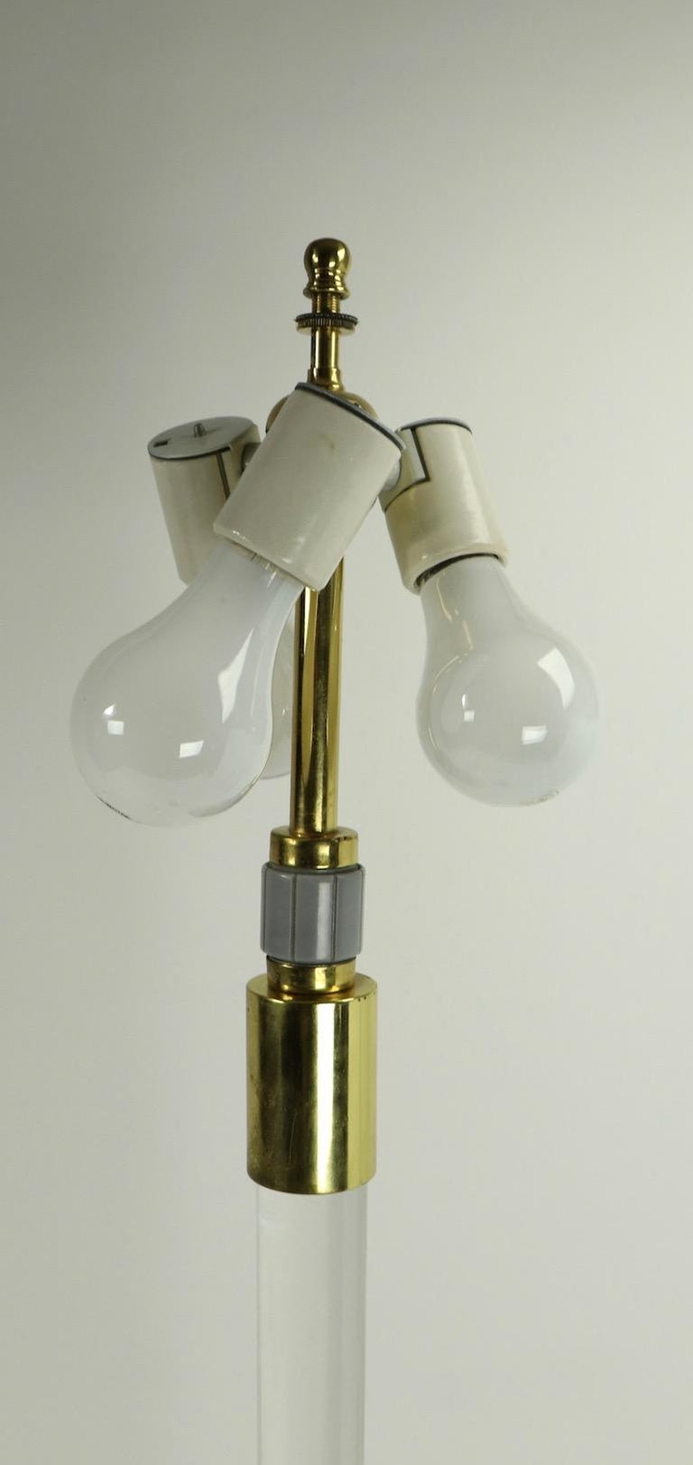 Pair of Hansen Glass and Brass Floor Lamps For Sale at 1stDibs