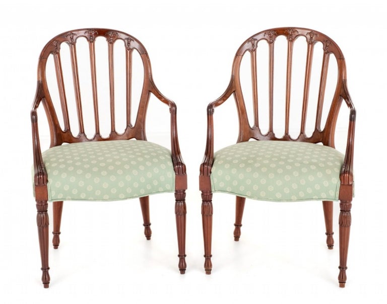 Pair Hepplewhite Arm Chairs Mahogany, 1900 For Sale at 1stDibs