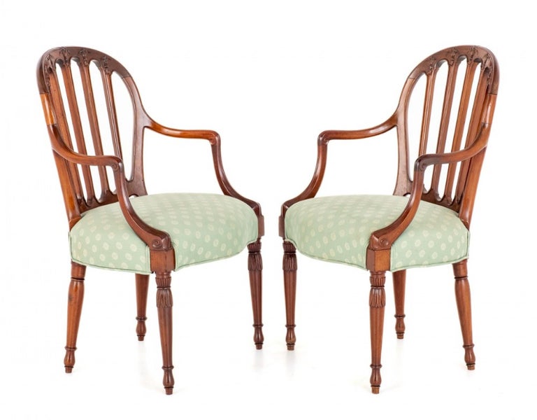 Pair Hepplewhite Arm Chairs Mahogany, 1900 For Sale at 1stDibs