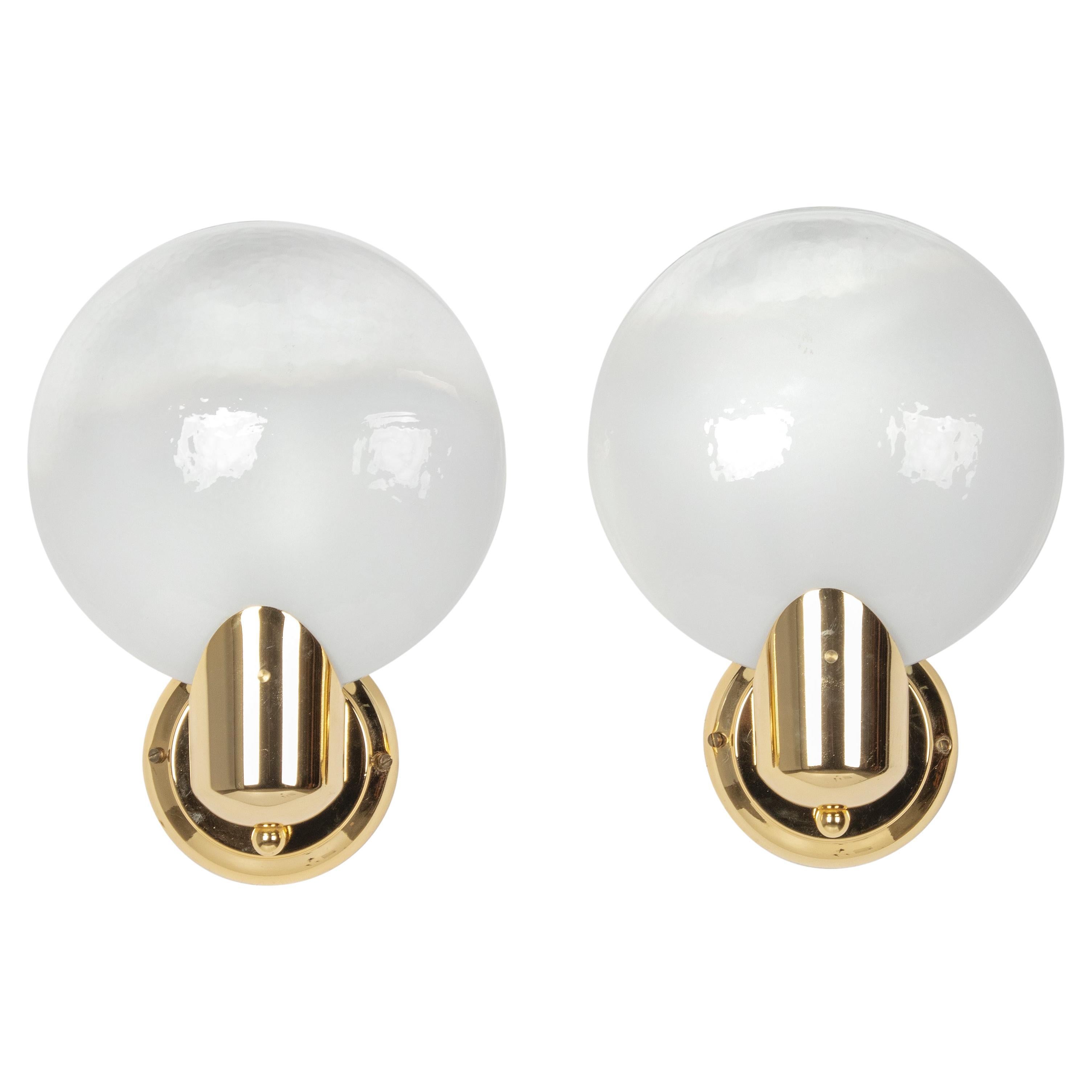 Pair of Hollywood-Regency Two-Light Smoked-Mirror and Bronze Wall ...