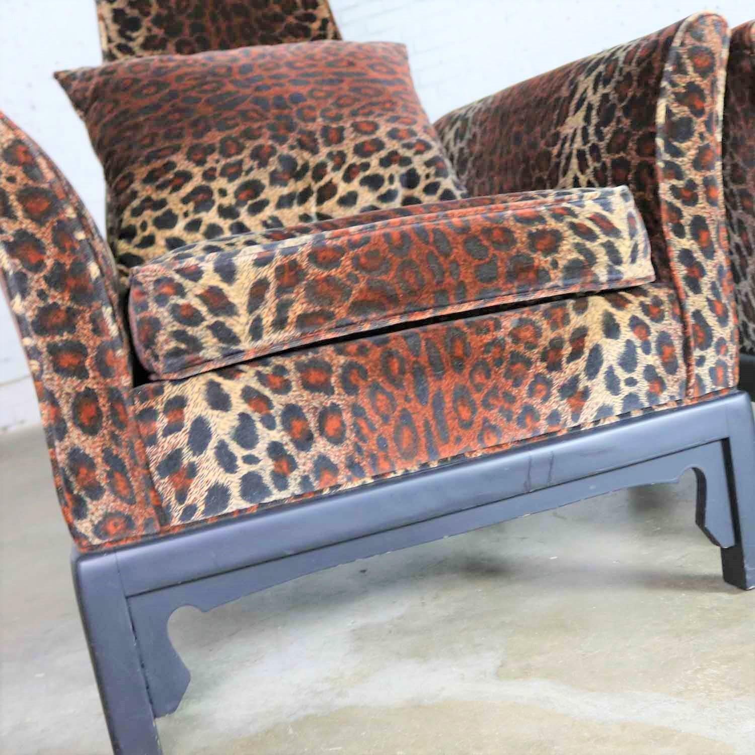 Hollywood Regency High Back Chairs Velvet Animal Print Style of James ...