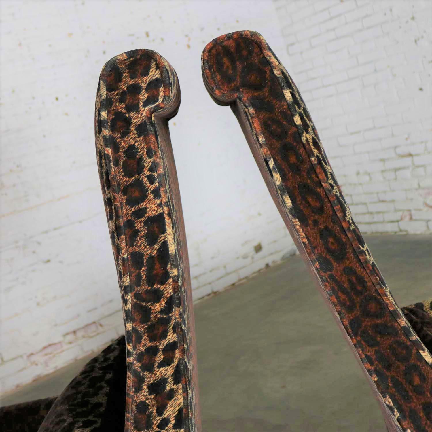 Hollywood Regency High Back Chairs Velvet Animal Print Style of James ...