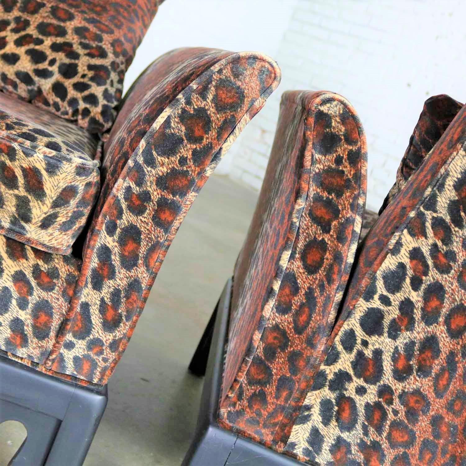Hollywood Regency High Back Chairs Velvet Animal Print Style of James ...