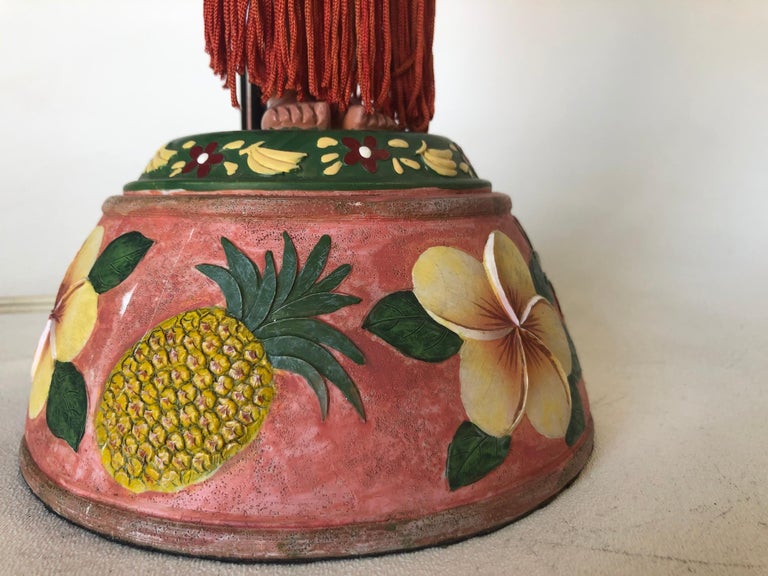 Pair of Hula Girl Resin Table Lamp with Floral Fringe Lamp Shades at ...