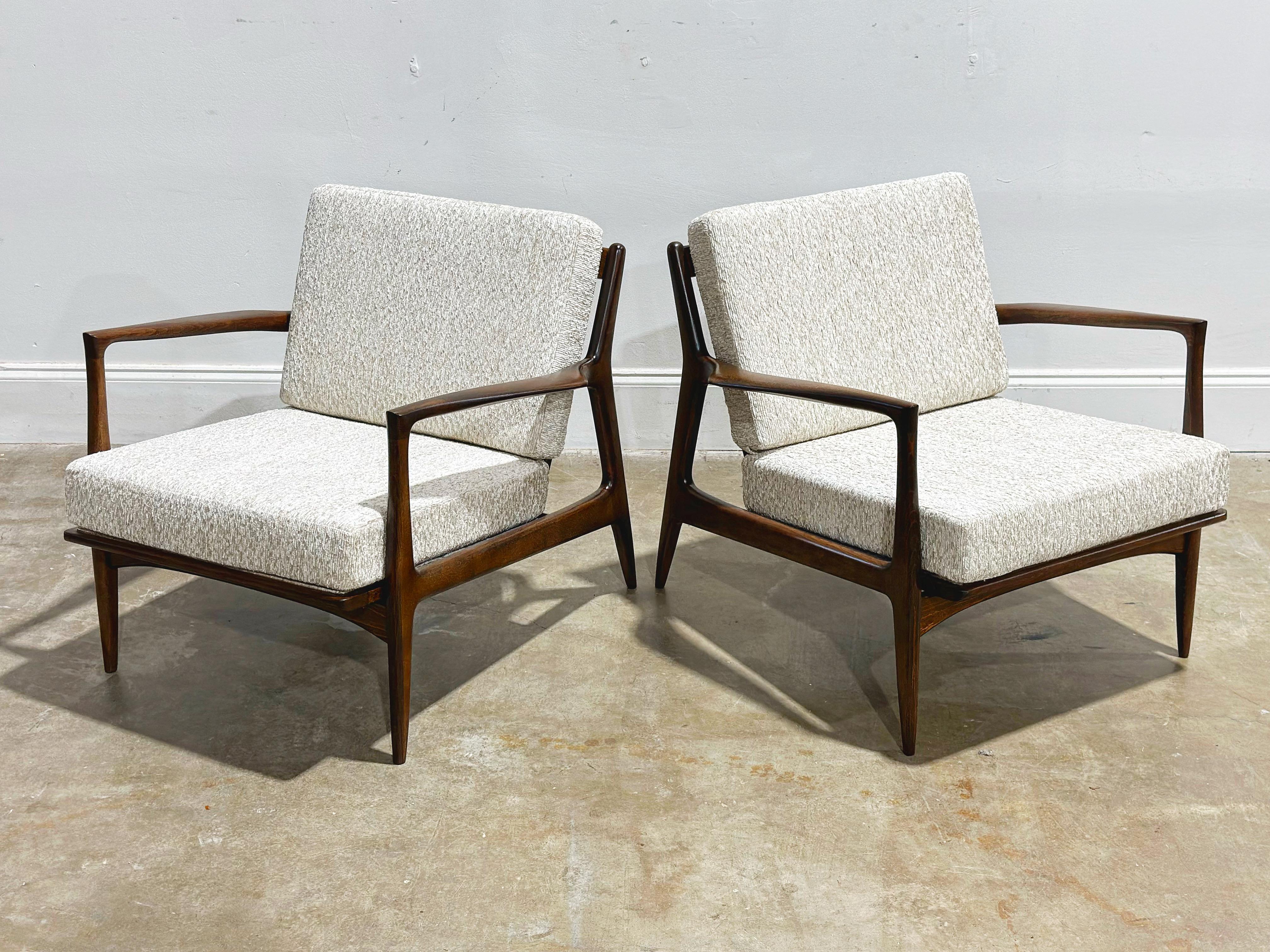 Pair Ib Kofod Larsen Lounge Chairs for Selig, Midcentury Danish Modern ...