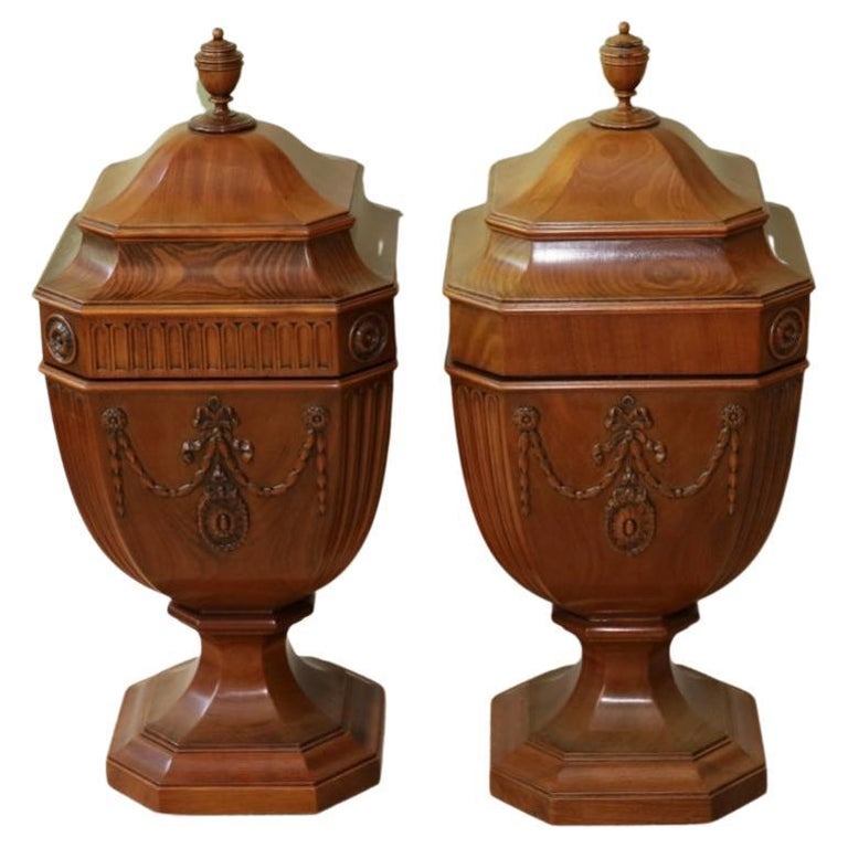 Pair Impressive Knife Urns, Regency Style Custom Bench Made Carved ...