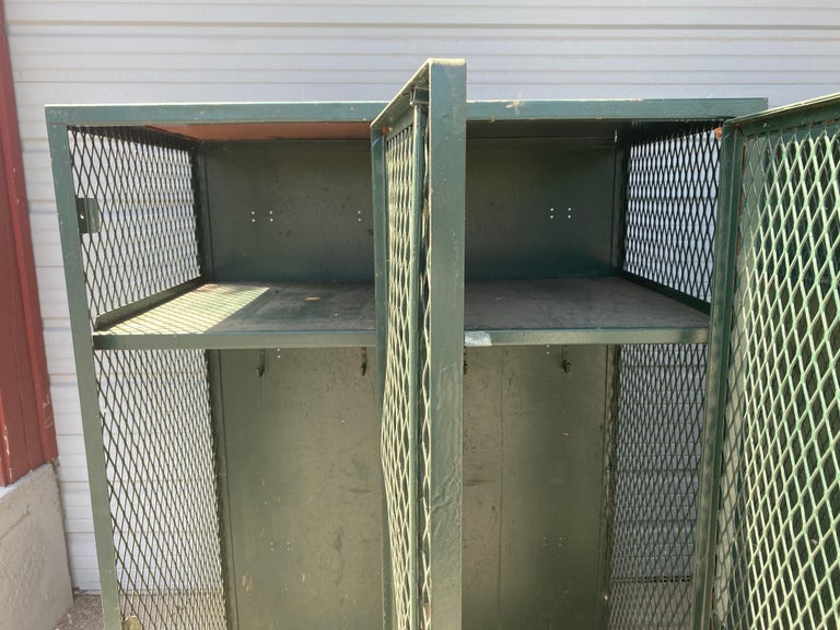 Pair Industrial Metal / Steel Cage, Mesh Lockers, Cabinets, Storage For ...