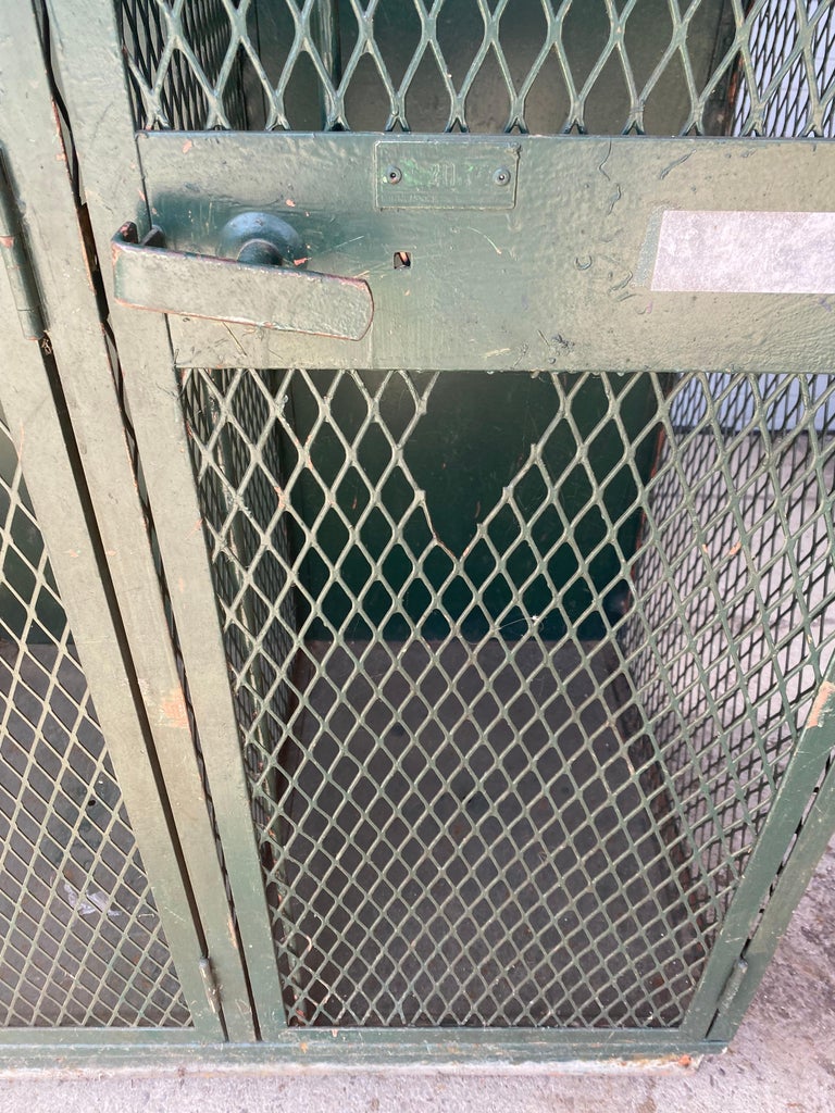 Pair Industrial Metal / Steel Cage, Mesh Lockers, Cabinets, Storage For ...