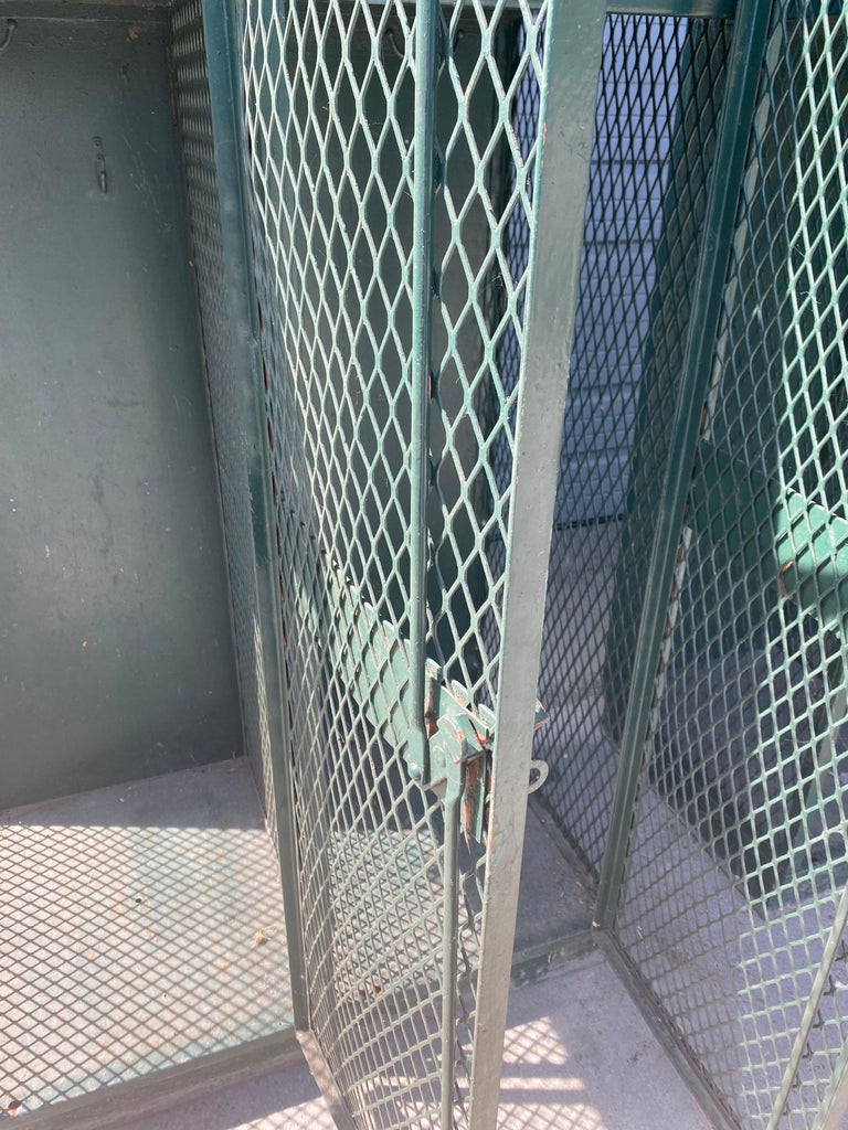 Pair Industrial Metal / Steel Cage, Mesh Lockers, Cabinets, Storage For ...