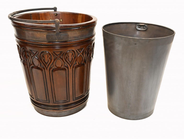 Pair Irish Peat Buckets Gothic Mahogany Planters For Sale at 1stDibs