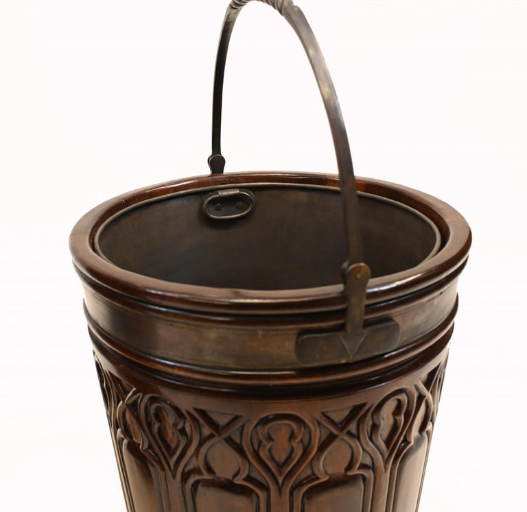 Pair Irish Peat Buckets Gothic Mahogany Planters For Sale at 1stDibs