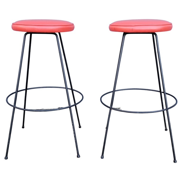 Pair Iron Bar Stools, Circa 1960's For Sale at 1stDibs