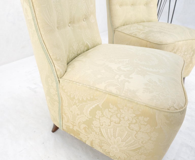 Pair Italian Mid-Century Modern Extra Tall Back Thick Spring Seats ...