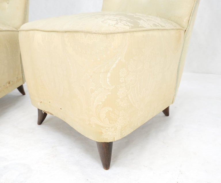 Pair Italian Mid-Century Modern Extra Tall Back Thick Spring Seats ...