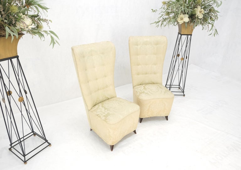 Pair Italian Mid-Century Modern Extra Tall Back Thick Spring Seats ...