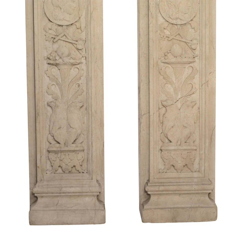 Italian Neoclassical Style Carved Marble Pilasters Architectural ...