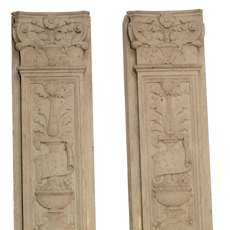 Italian Neoclassical Style Carved Marble Pilasters Architectural ...