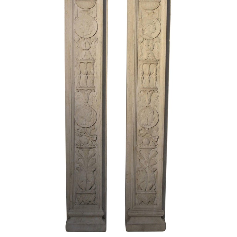 Italian Neoclassical Style Carved Marble Pilasters Architectural ...