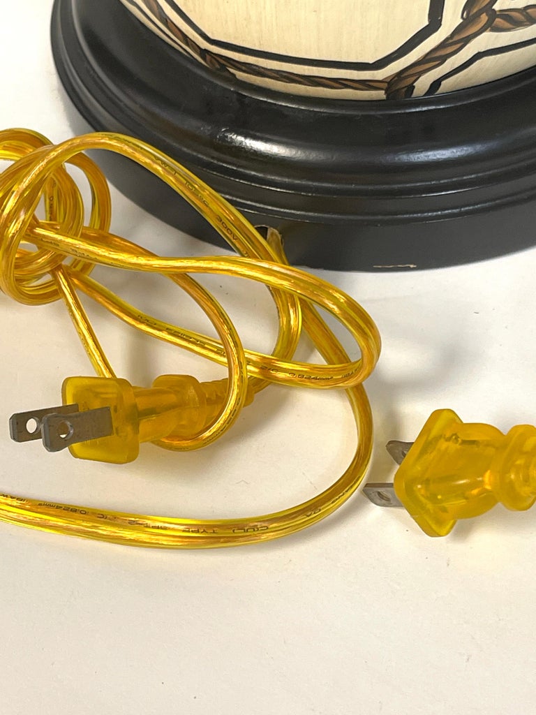 Pair Italian Pottery Geometric Rope Vignette Lamps, Manner of Gio Ponti ...
