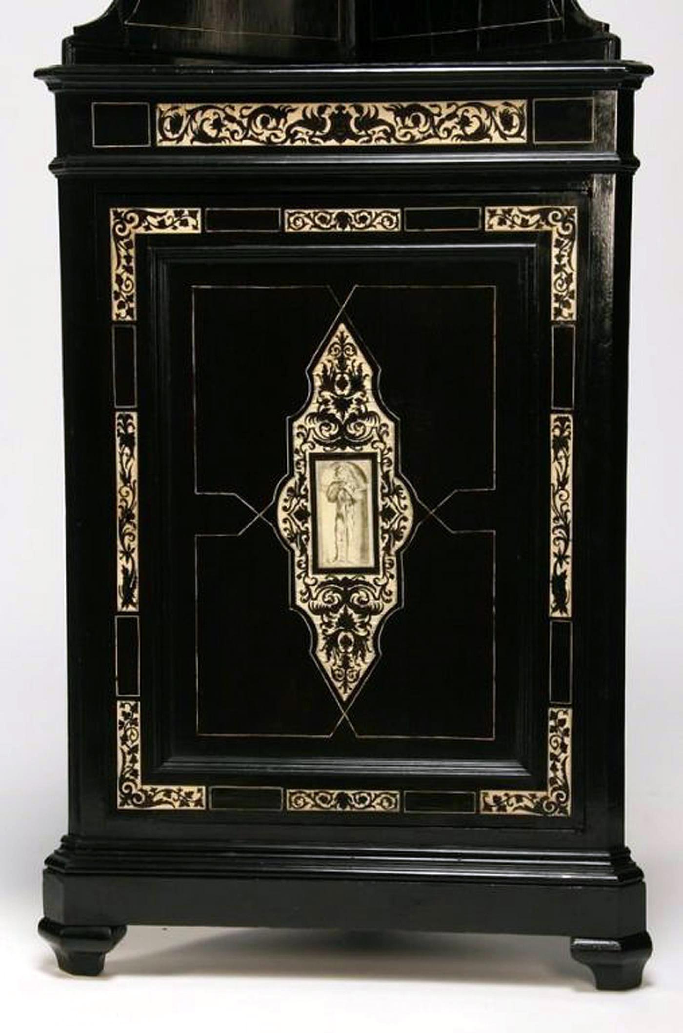 Pair Italian Renaissance Revival Corner Cabinets with Etagere Shelves ...