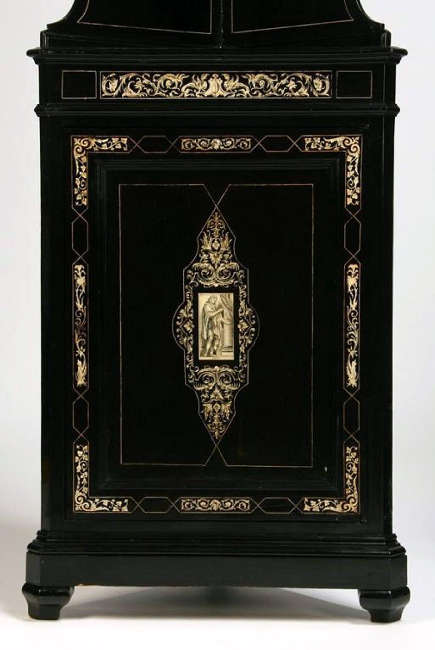 Pair Italian Renaissance Revival Corner Cabinets with Etagere Shelves ...