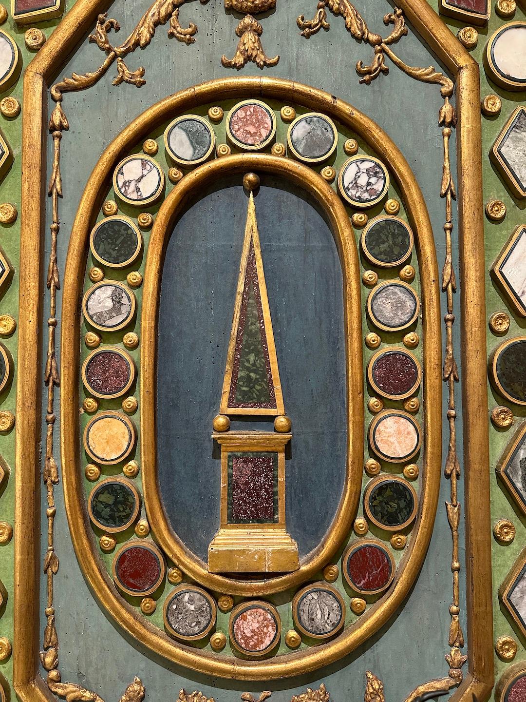Pair Italian Specimen Marble, Porphyry, Polychrome and Gilt Wood Panels ...